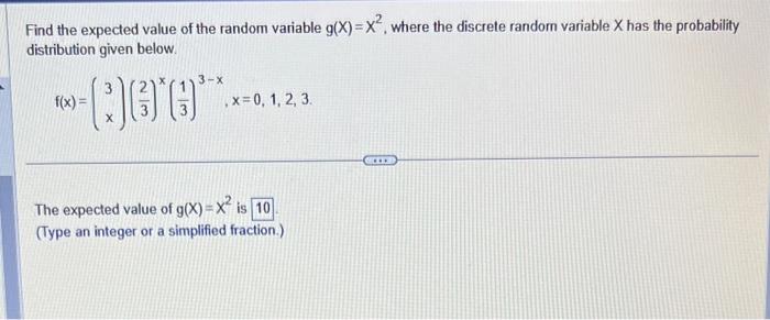 Solved Find the expected value of the random variable | Chegg.com