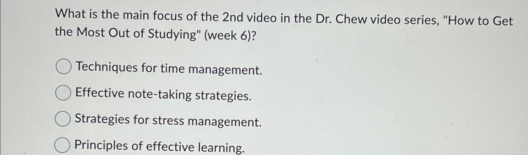 Solved What is the main focus of the 2 ﻿nd video in the Dr. | Chegg.com