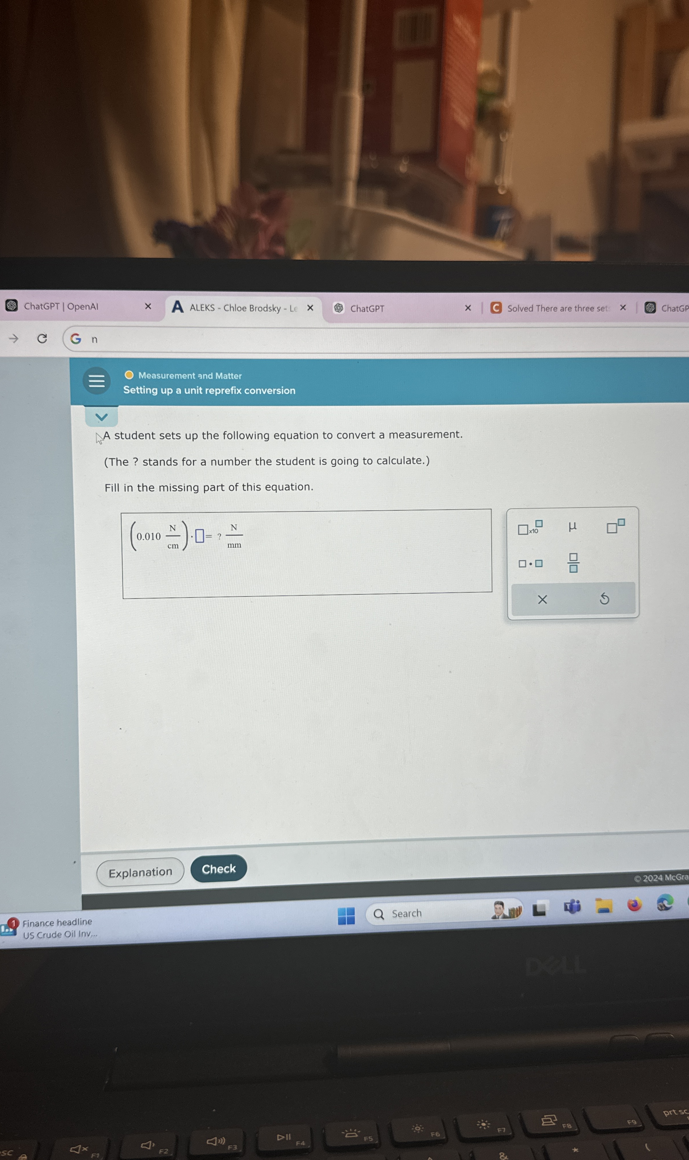Solved A student sets up the following equation to convert a | Chegg.com