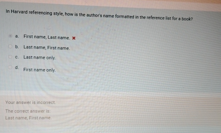 Solved In Harvard referencing style, how is the author's | Chegg.com