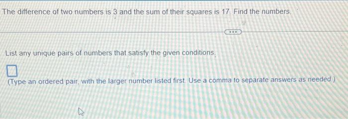 The difference of two numbers is 3 and the sum of | Chegg.com