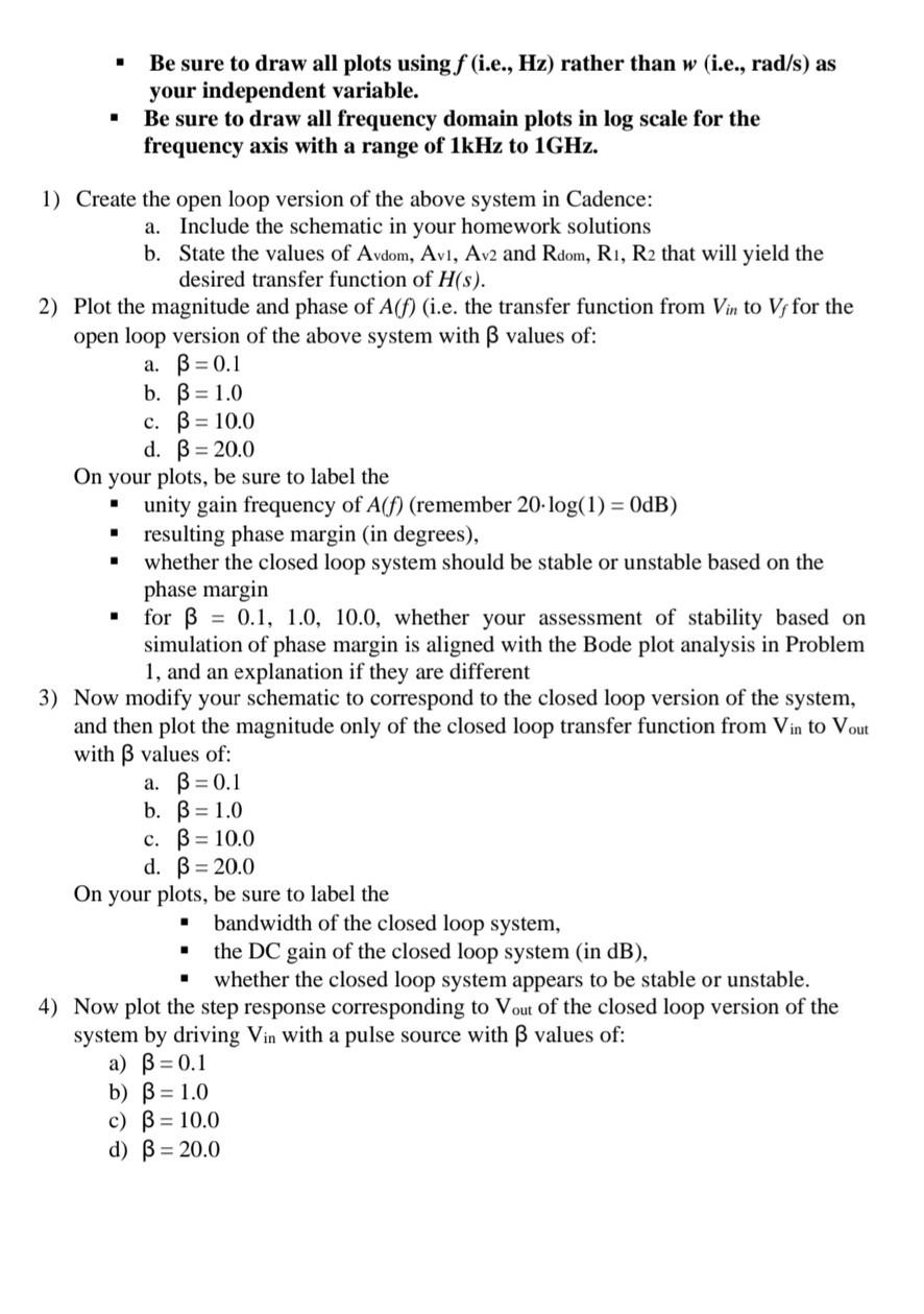 Solved Open Loop Response For the above feedback system, | Chegg.com