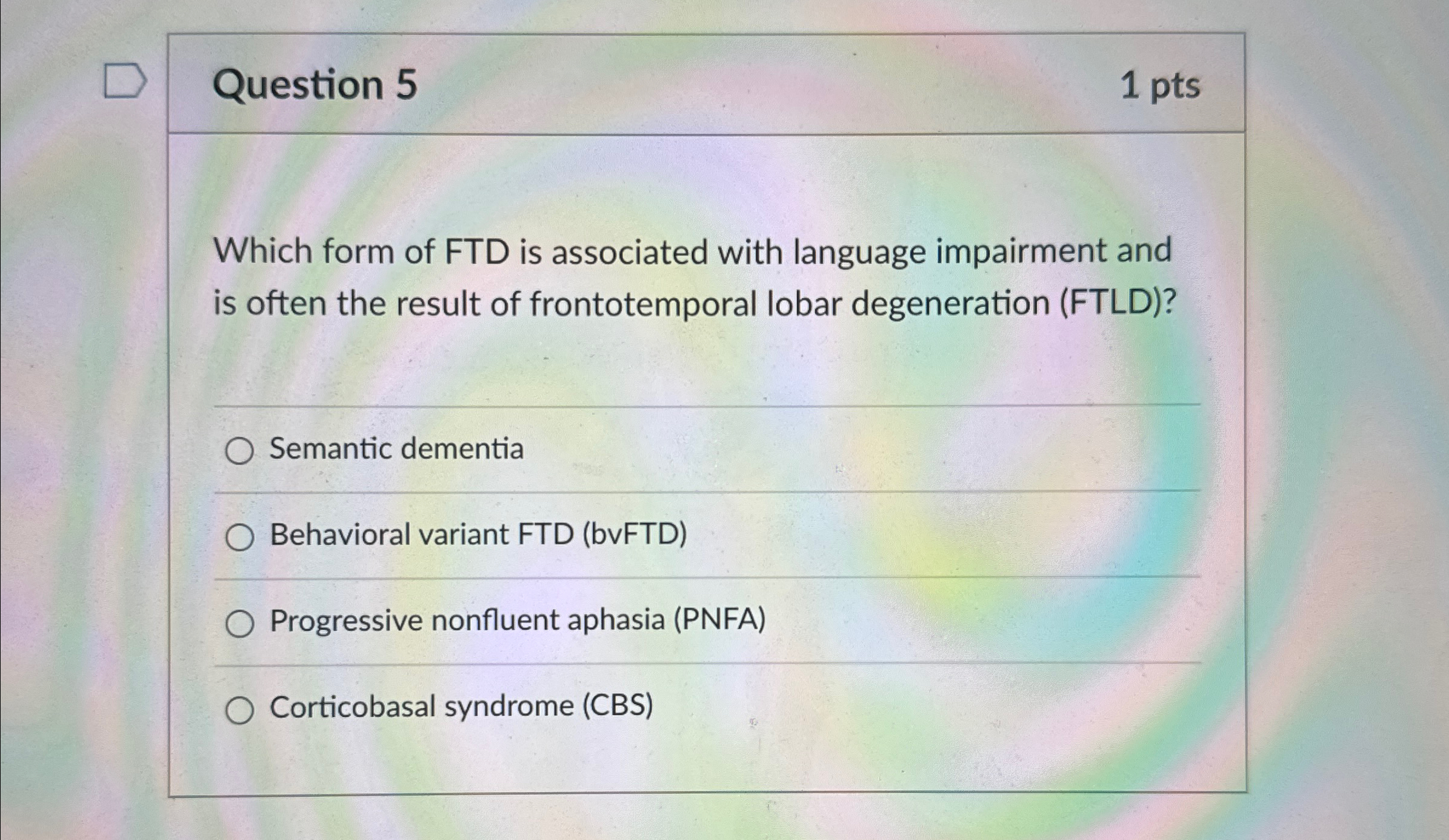 Solved Question 51 ﻿ptsWhich form of FTD is associated with | Chegg.com