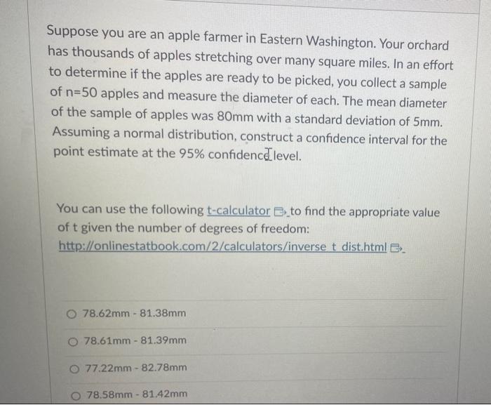 Solved Suppose you are an apple farmer in Eastern | Chegg.com