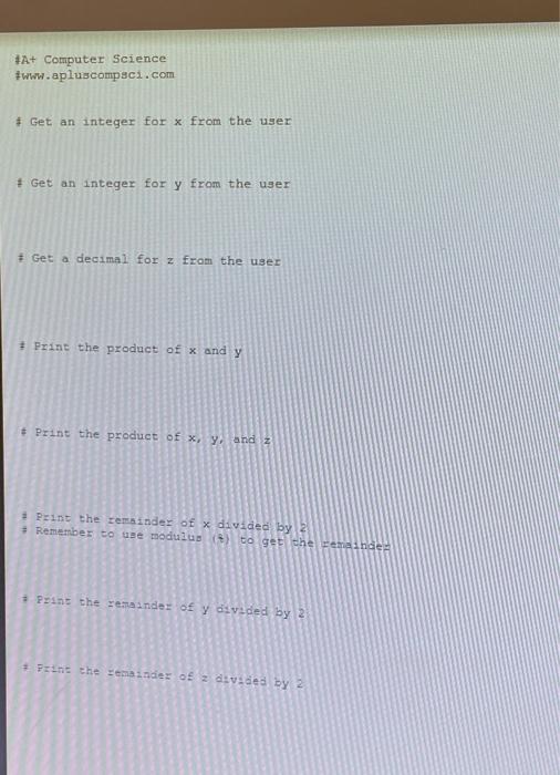 Solved VARIABLE BASICS A+ Computer Science Lab Goal: This | Chegg.com