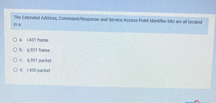 Solved The Extended Address, Command/Response and Service | Chegg.com