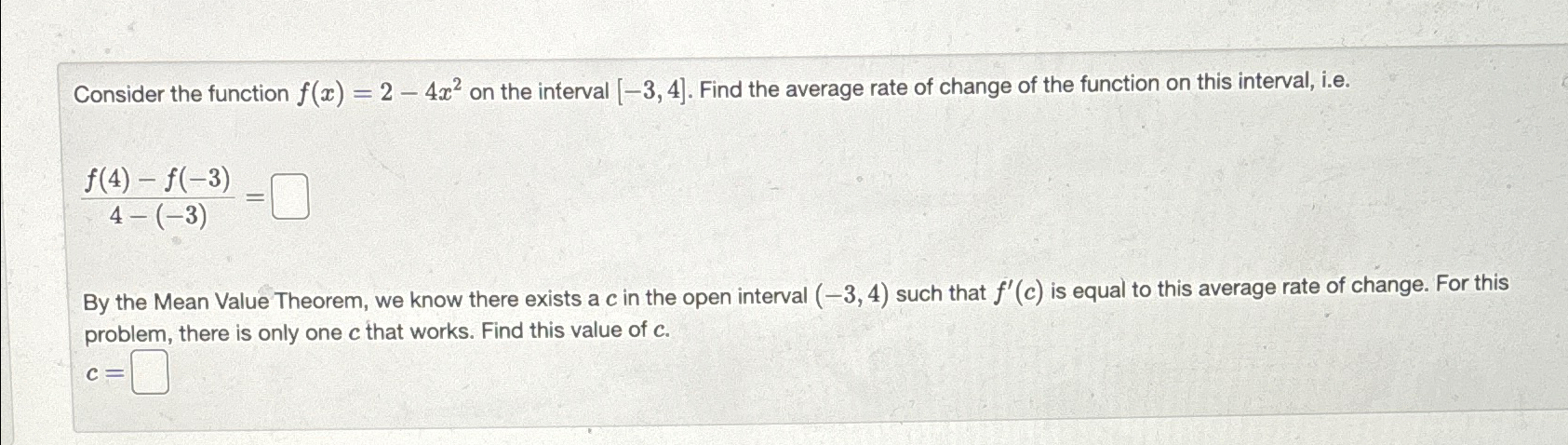 Solved Consider the function f(x)=2-4x2 ﻿on the interval | Chegg.com