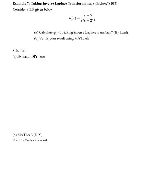 Solved Example 7: Taking Inverse Laplace Transformation | Chegg.com