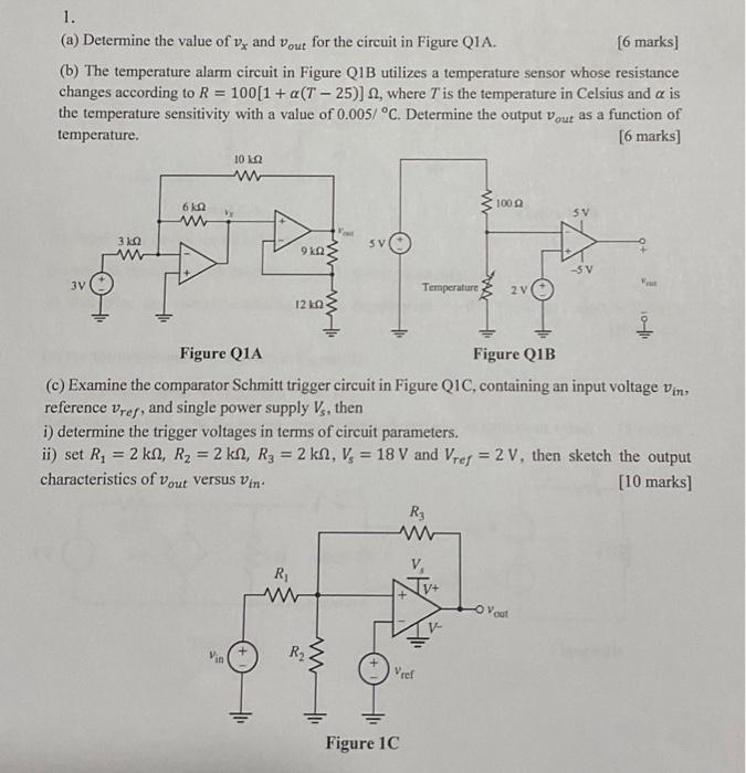 Solved 1. (a) Determine the value of v, and vout for the | Chegg.com