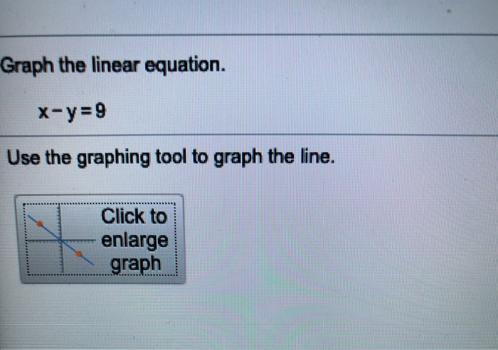 Solved glame..... Graph the linear equation. x-y=9 Use the | Chegg.com