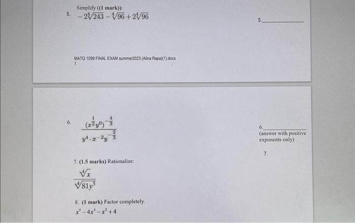 Solved Simplify \\( ((1 \\) mark \\( )) \\) \\( -2 | Chegg.com