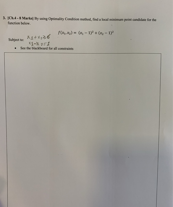 Solved 3 Ch4 8 Marks By Using Optimality Condition