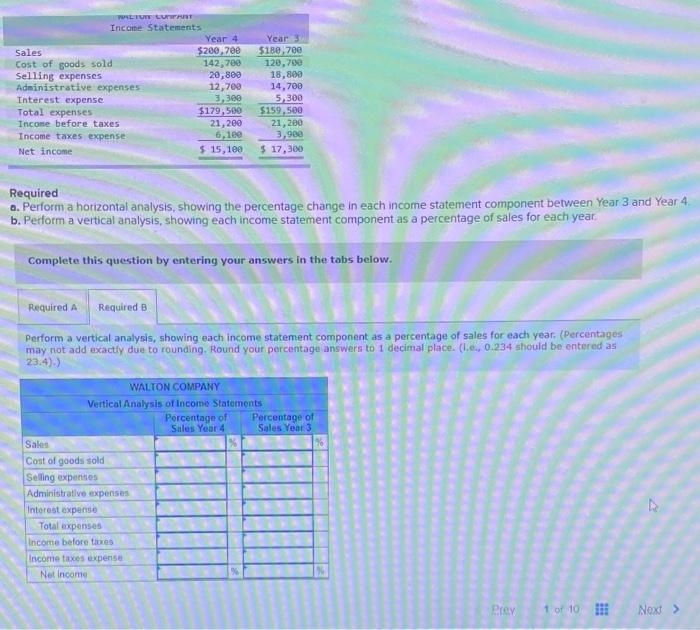 Solved Required o. Perform a horizontal analysis, showing | Chegg.com