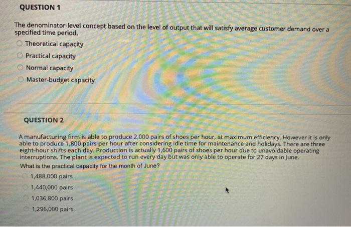 Solved QUESTION 1 The denominator-level concept based on the | Chegg.com