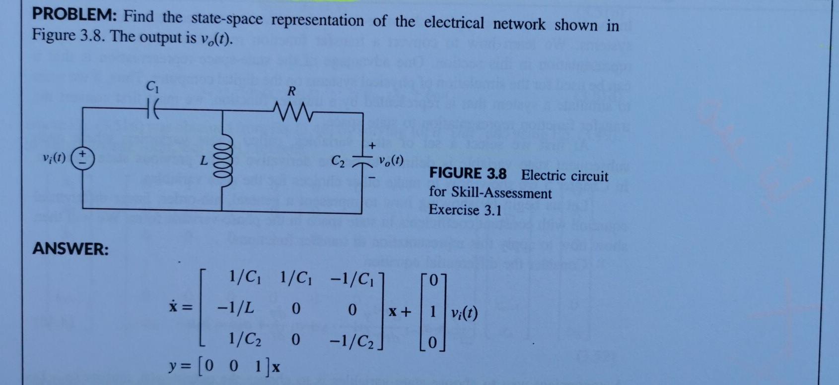 Solved Problem Find The State Space Representation Of The