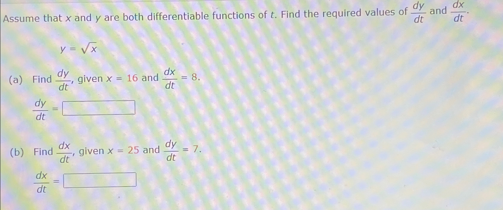 Solved Assume that x ﻿and y ﻿are both differentiable | Chegg.com
