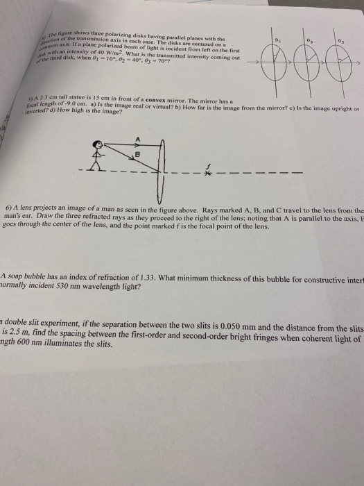 Solved figure shows three polarizing disks having parallel | Chegg.com