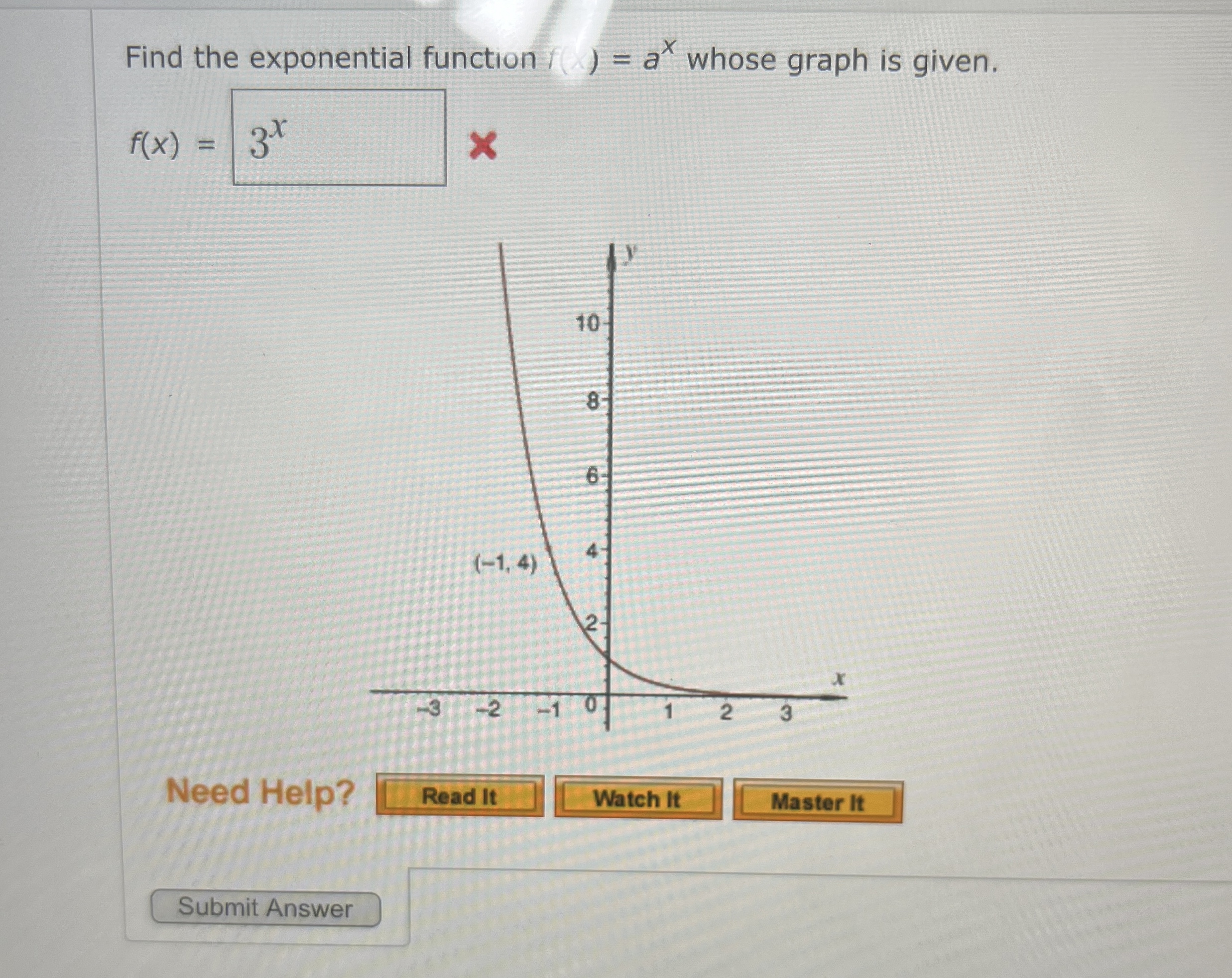 Find The Exponential Function F X Ax ﻿whose Graph Is