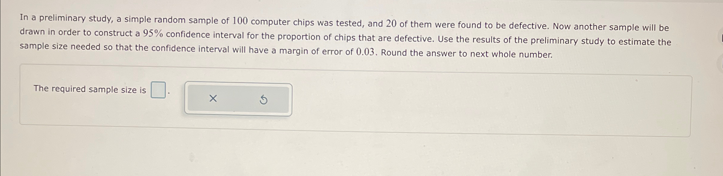 Solved In a preliminary study, a simple random sample of 100 | Chegg.com