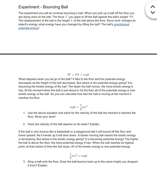 Solved 고 " Experiment - Bouncing Ball The experiment you | Chegg.com