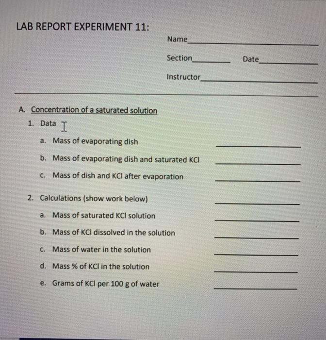 Solved LAB REPORT EXPERIMENT 11: Name Section Date | Chegg.com