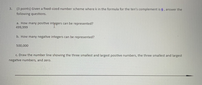 Solved 3. (3 points) Given a fixed-sized number scheme where | Chegg.com