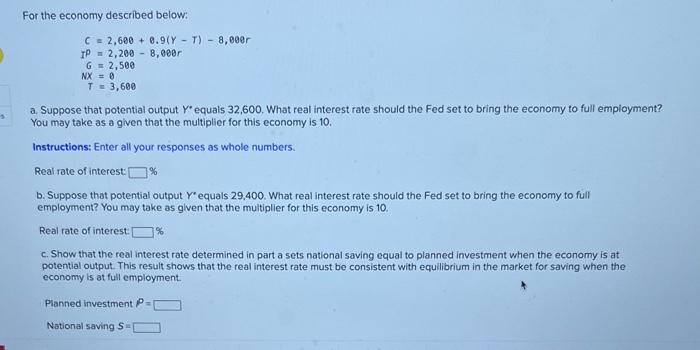 Solved For the economy described below: | Chegg.com