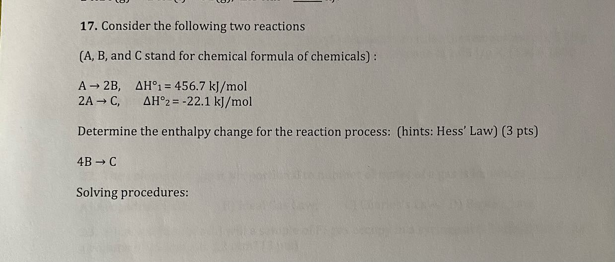 Solved Consider the following two reactions(A, ﻿B, ﻿and C | Chegg.com