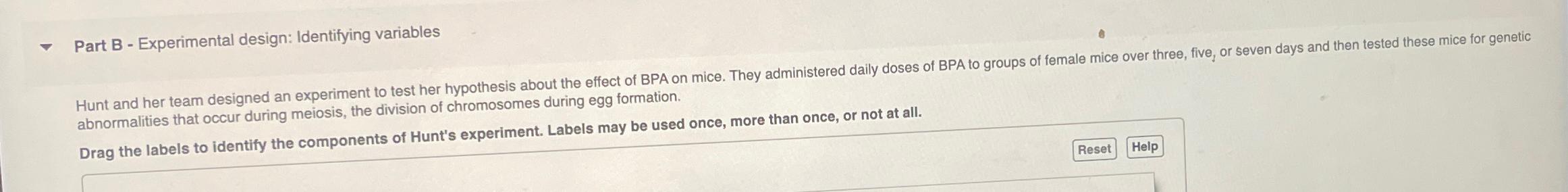 Solved Part B - ﻿Experimental design: Identifying variables | Chegg.com
