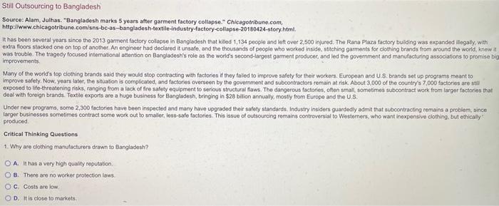 Solved Source: Alam, Julhas. "Bangladesh marks 5 years after | Chegg.com