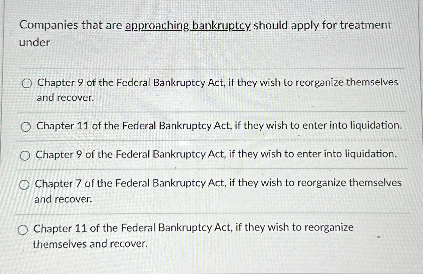 Solved Companies that are approaching bankruptcy should | Chegg.com