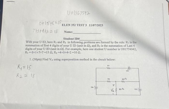 Solved With your UID, here R1 and R2 in following problems | Chegg.com