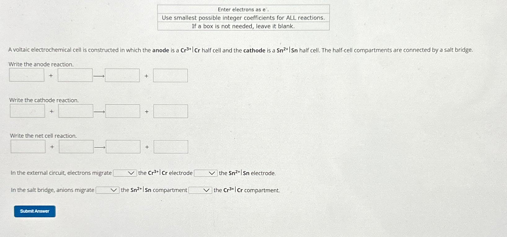 Solved Enter electrons as e ﻿:Use smallest possible integer | Chegg.com