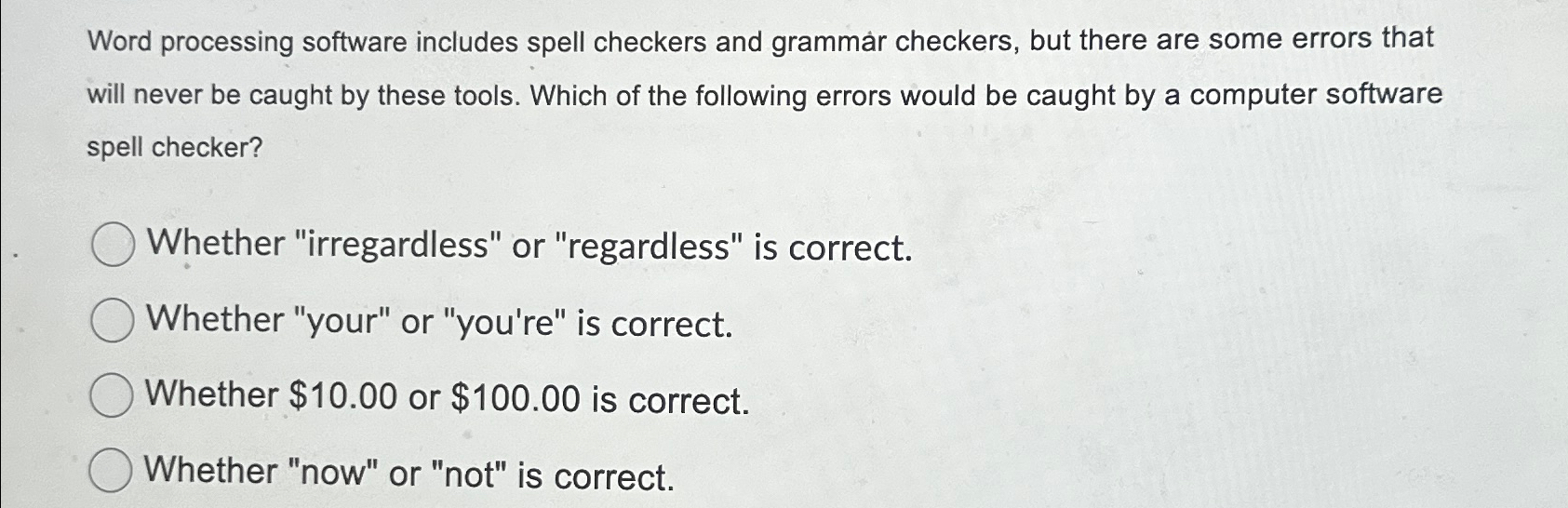 Solved Word processing software includes spell checkers and | Chegg.com