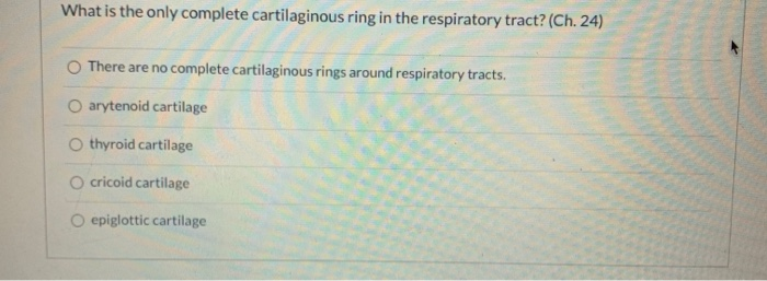 Solved What is the only complete cartilaginous ring in the | Chegg.com