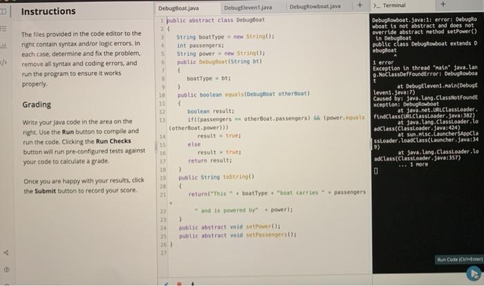 Solved Instructions >> The files provided in the code editor | Chegg.com