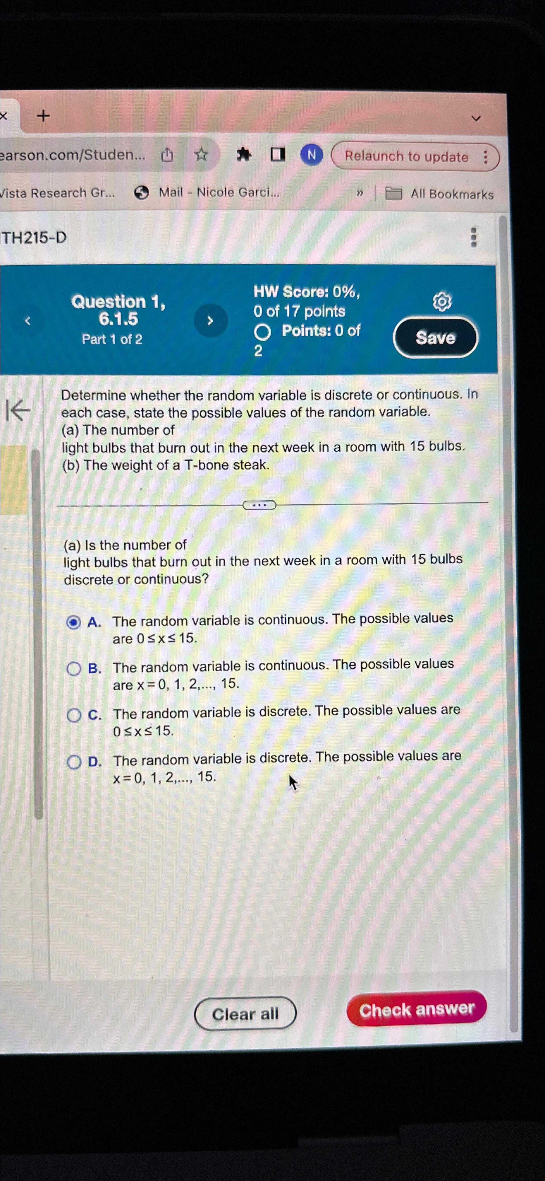Solved Question 1, 6.1.5Part 1 ﻿of 2HW Score: 0%,0 ﻿of 17 | Chegg.com