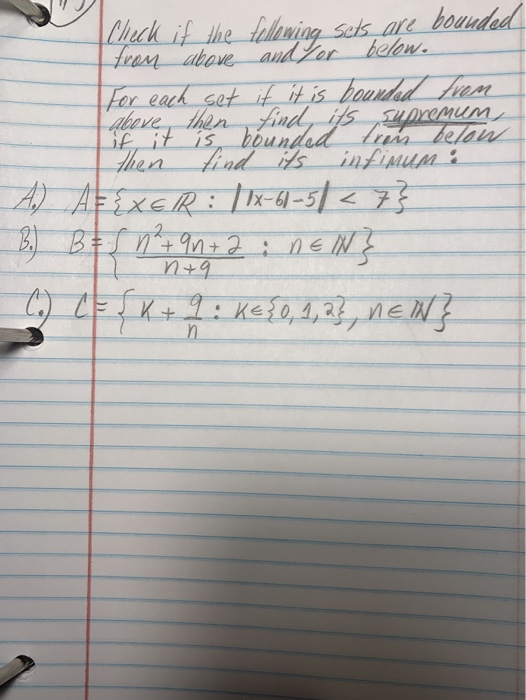 Solved Check if the following sets are bounded from above | Chegg.com