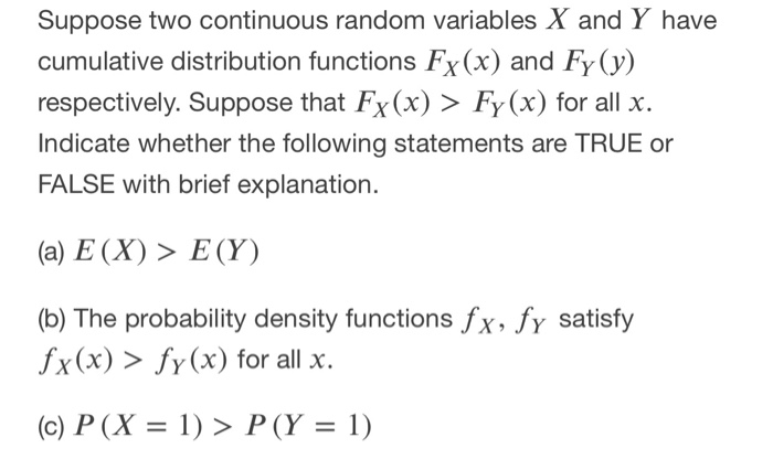 Solved Suppose two continuous random variables X and Y have | Chegg.com