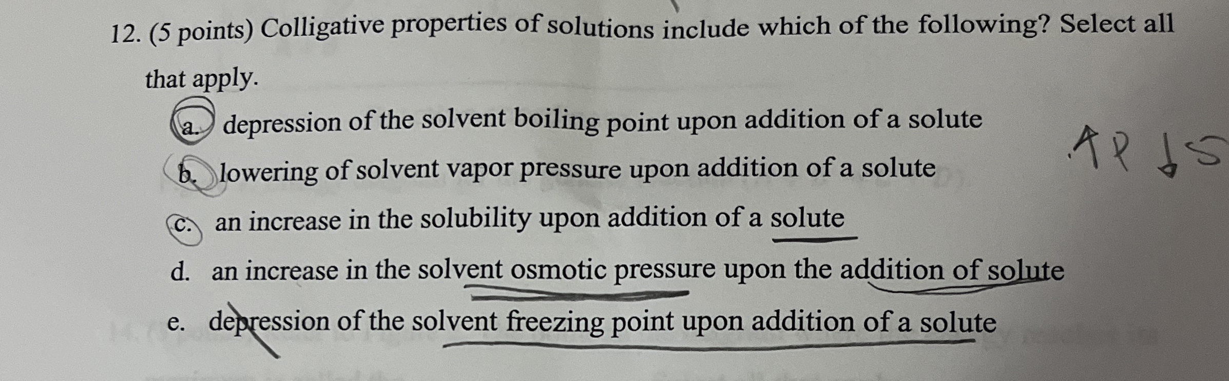 Solved (5 ﻿points) ﻿Colligative properties of solutions | Chegg.com