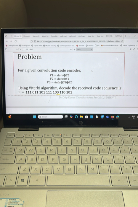 Solved ProblemFor a given convolution code encoder,V1= ﻿data | Chegg.com