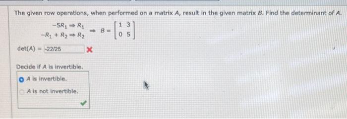 Solved The given row operations, when performed on a matrix | Chegg.com