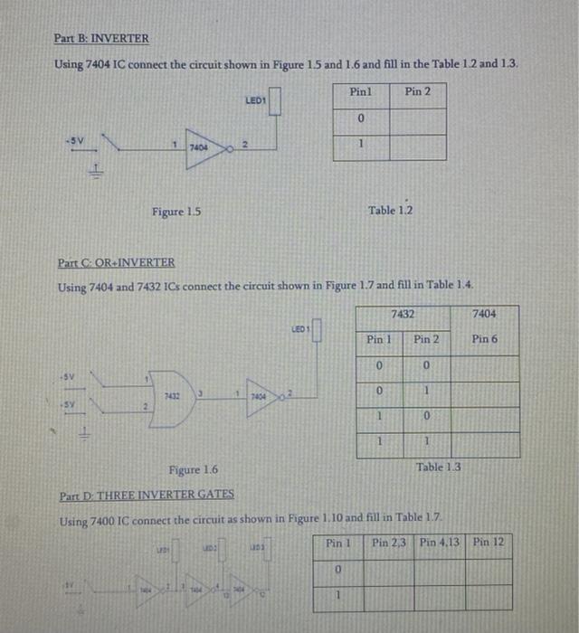 Solved Experiment No. 1 Familiarization of the Digital Logic | Chegg.com