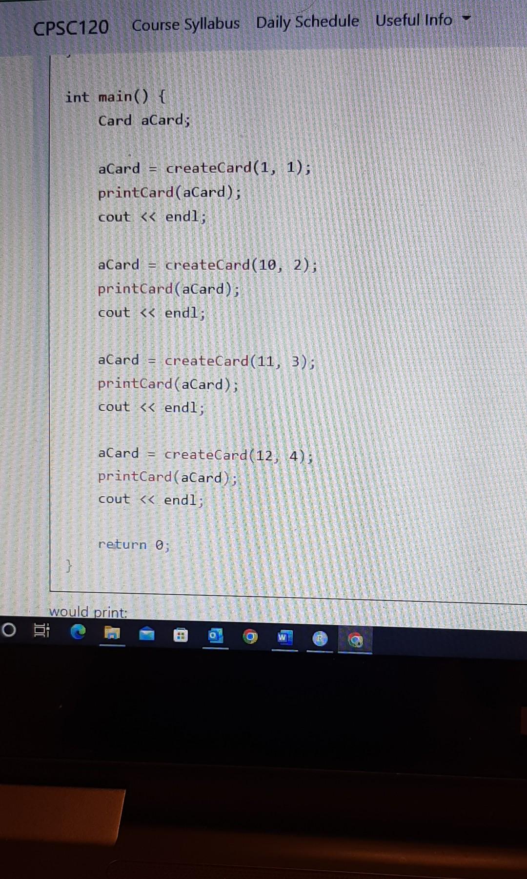 Solved Create the function printCard (Gard aCard: Card) that | Chegg.com