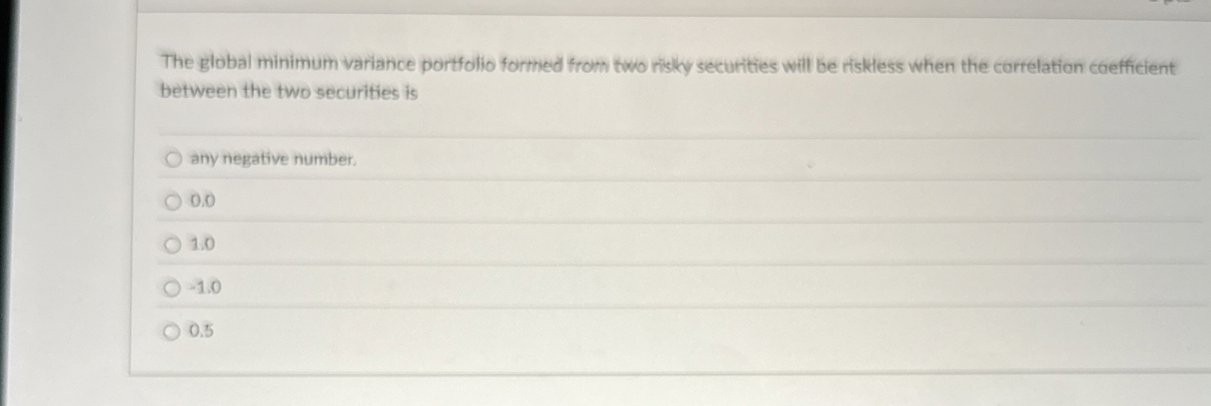 Solved The global minimum variance portfolio formed from two | Chegg.com