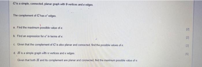 Solved Cis a simple connected, planar graph with 9 vertices | Chegg.com