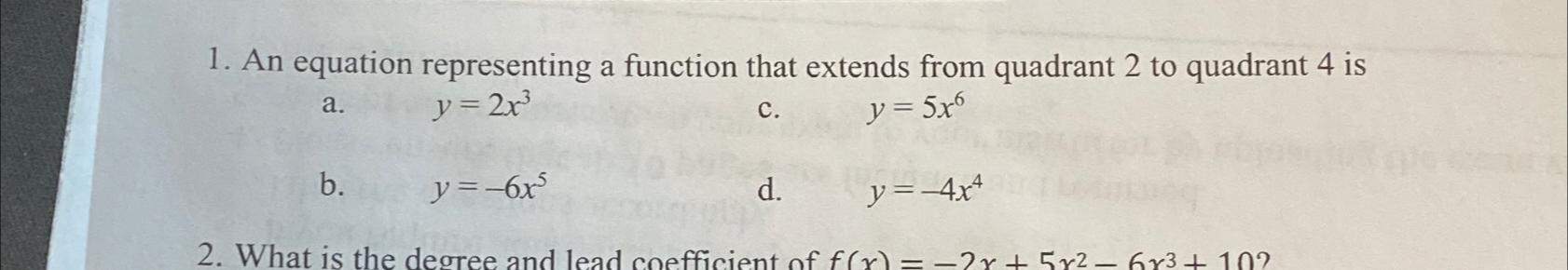 Solved An equation representing a function that extends from | Chegg.com