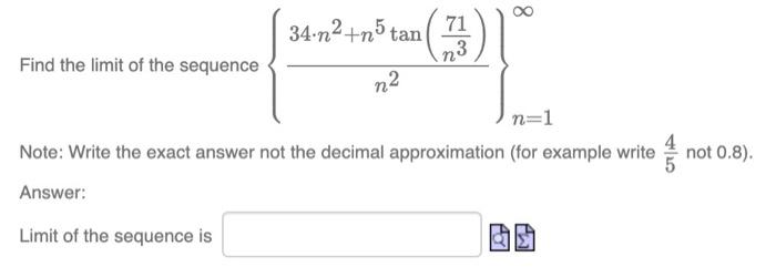 Solved Find the limit of the sequence | Chegg.com
