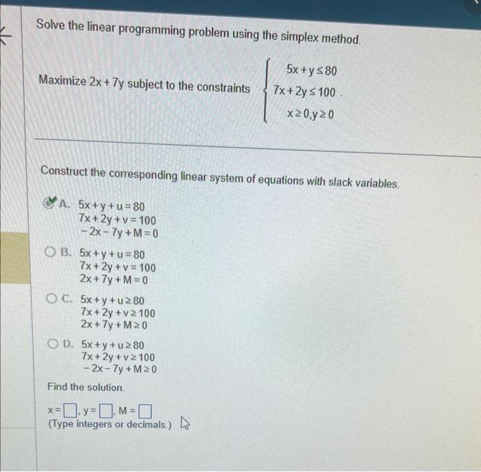 Solved Solve the linear programming problem using the | Chegg.com