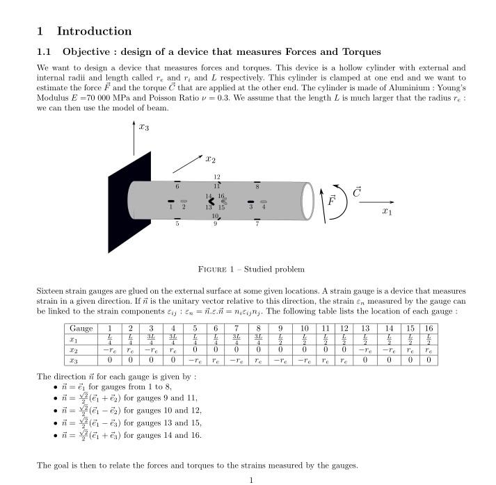 Solved 1 Introduction 1.1 Objective : design of a device | Chegg.com